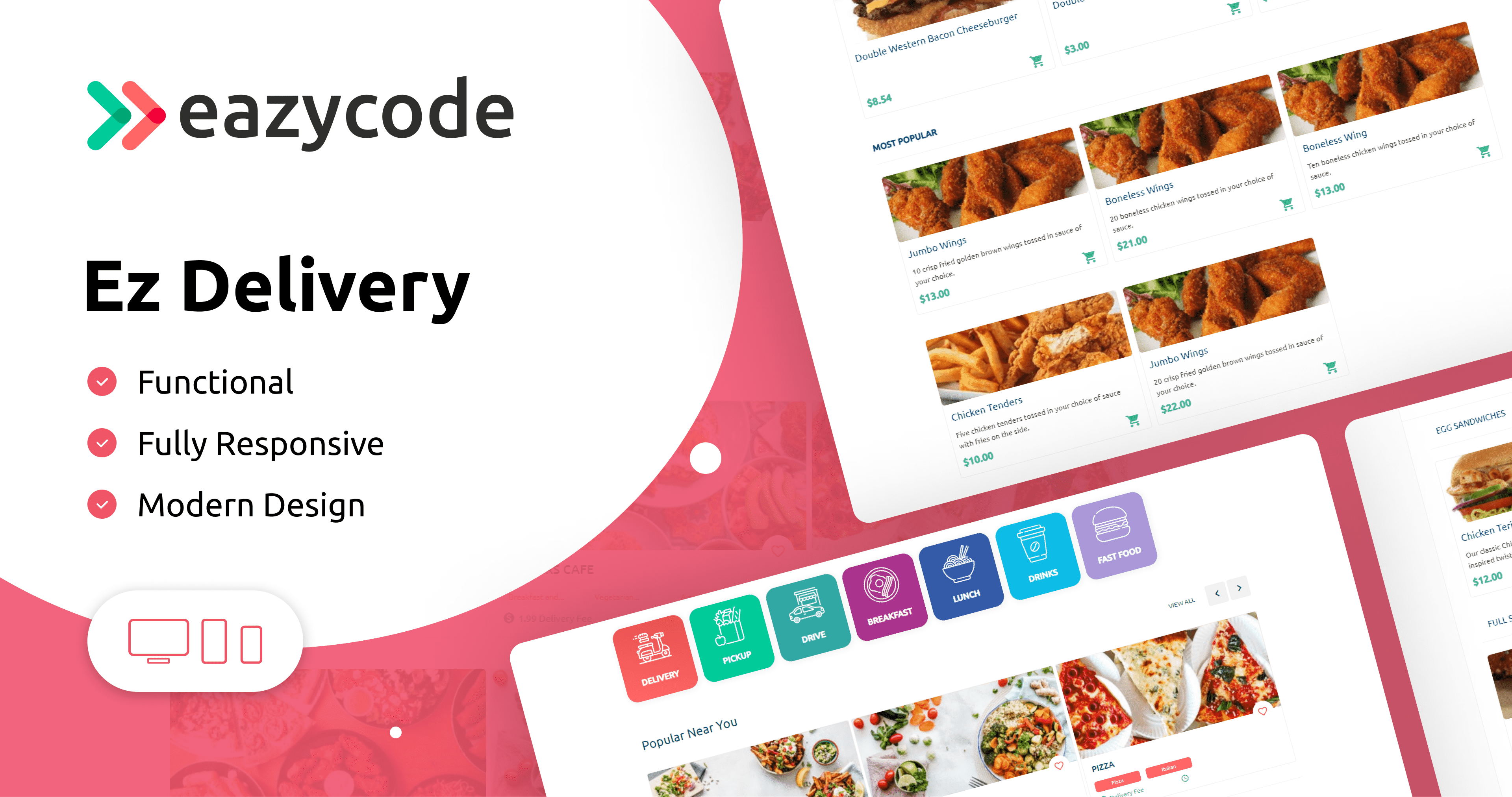 Ez Food Delivery App template - NoCode Bubble.io Template by EazyCode - NoCode Agency